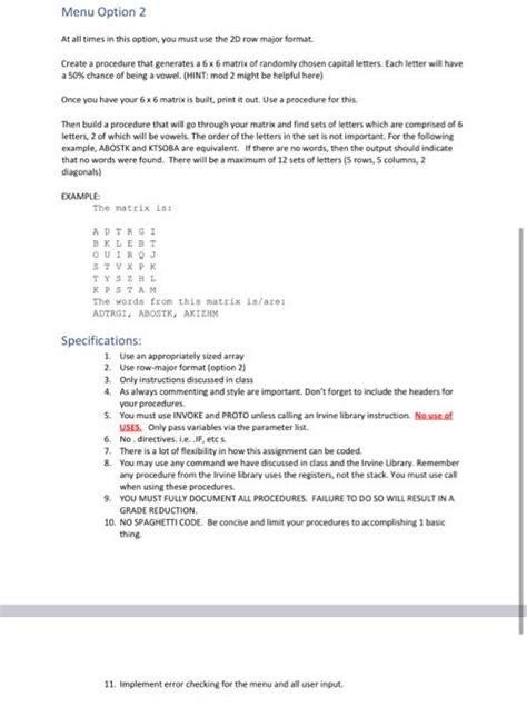 Solved Menu Option 2 At All Times In This Option You Must