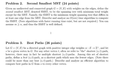 solved problem 2 second smallest mst 24 points given an
