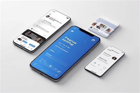 Smartphone App Interface And Social Post Presentation Mockup Isolated