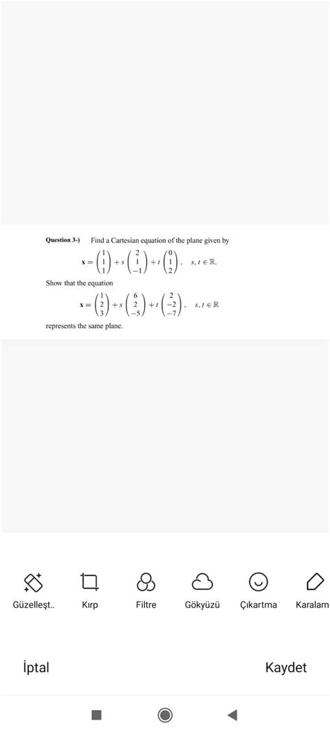 Solved Question Find A Cartesian Equation Of The Plane Chegg