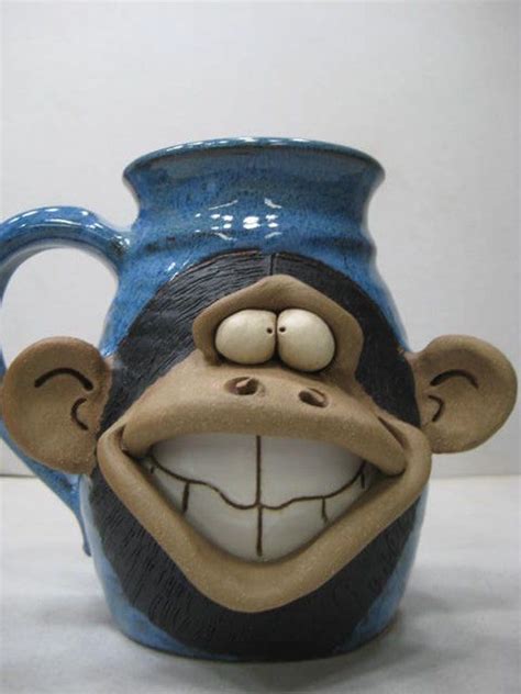 Happy Monkey Mug Etsy Mugs Animal Mugs Pottery Mugs