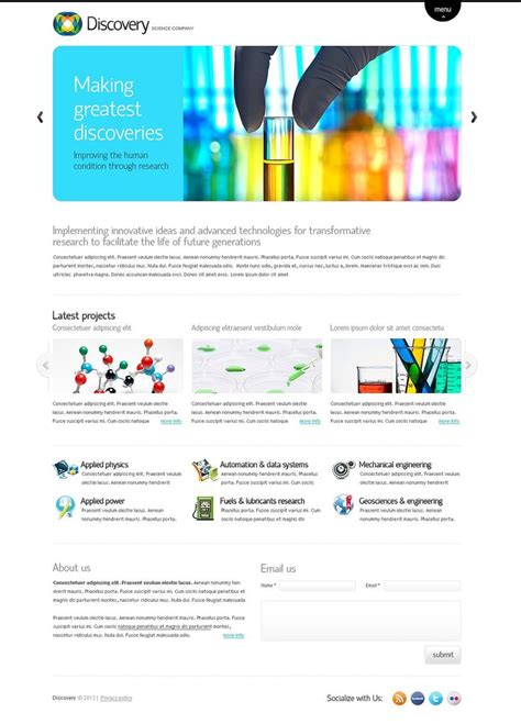 science facebook html cms template facebook science html template