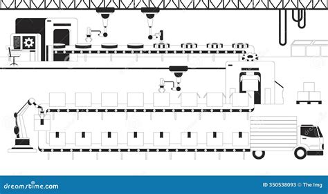 Automated Robotic Arm Handles Cardboard Box On Production Line In