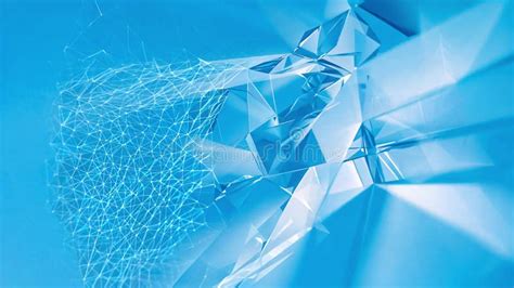 Dynamic Abstract Scene With Blue Geometric Shapes And Network Lines Representing Modern