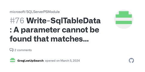 Write Sqltabledata A Parameter Cannot Be Found That Matches Parameter Name