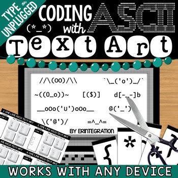 One Line Unplugged Coding With ASCII Text Art Task Cards For Any Device Erintegration