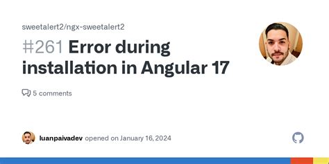 Error During Installation In Angular Issue Sweetalert Ngx Sweetalert Github