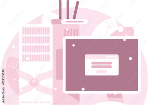 PC With Wi Fi Router Computer Display With Logon Window Vector Graphics Stock Vector Adobe Stock