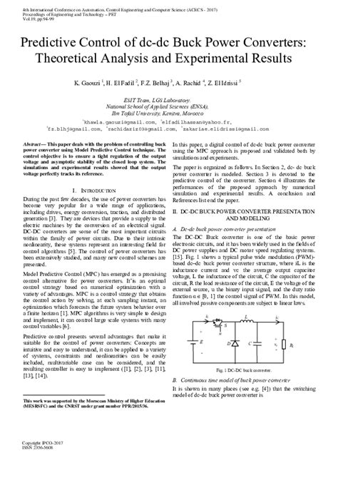 Pdf Predictive Control Of Dc Dc Buck Power Converters Theoretical