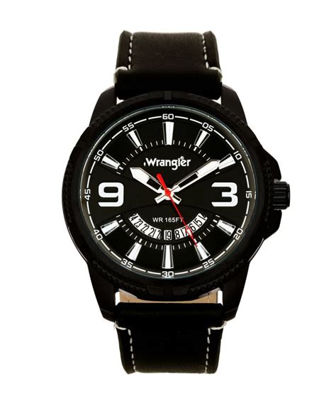 Wrangler Mens Watch 48mm Black Ridged Case With Black Zoned Dial Outer Zone Is Milled With