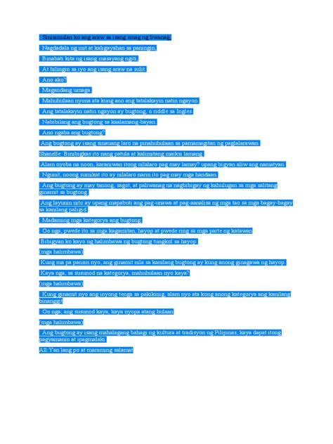 Butong Reporting Script Pdf