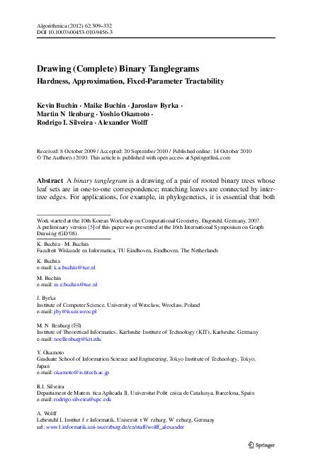 Pdf Drawing Complete Binary Tanglegrams