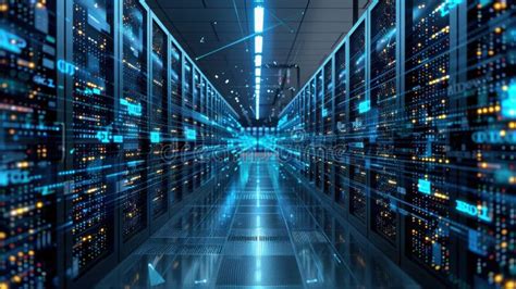 Digital Data Storage A Room With Servers For Storing And Processing