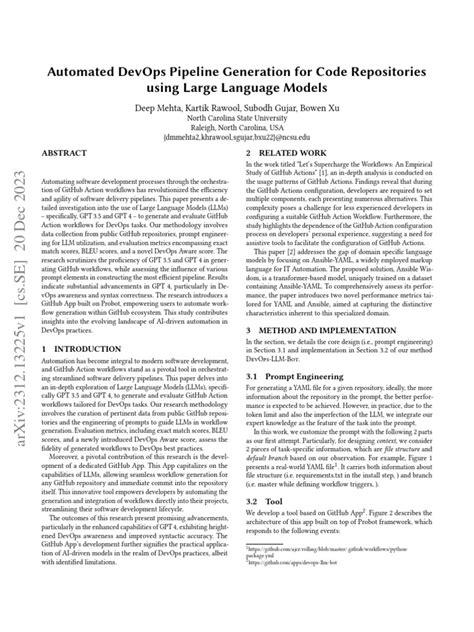 Automated Devops Pipeline Generation For Code Repositories Pdf