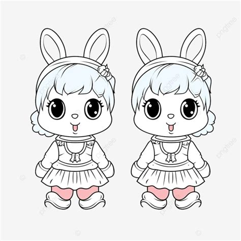 만화 귀여운 소녀 일러스트 토끼의 색칠 페이지 개요 소녀 일러스트 만화 일러스트 색칠 일러스트 Png 일러스트 및 이미지 에 대한 무료 다운로드 Pngtree