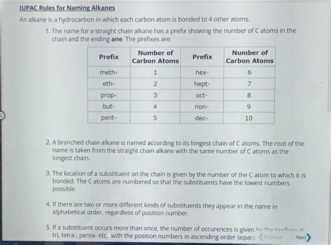 Solved Iupac Rules For Naming Alkanes An Alkane Is A