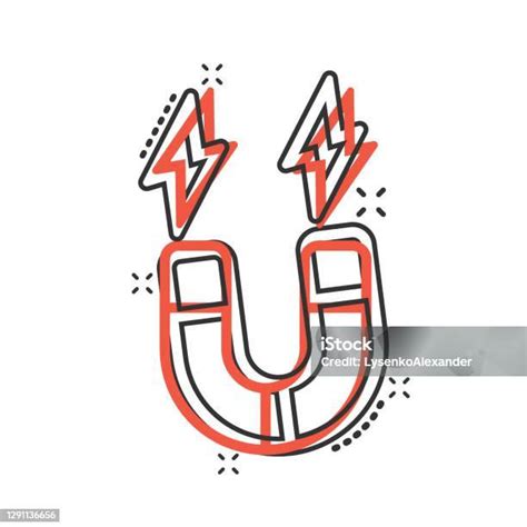 만화 스타일의 자석 아이콘 흰색 고립 된 배경에 만화 벡터 그림을 유치 전자기 스플래시 효과 비즈니스 개념 과학에 대한 스톡 벡터 아트 및 기타 이미지 Istock