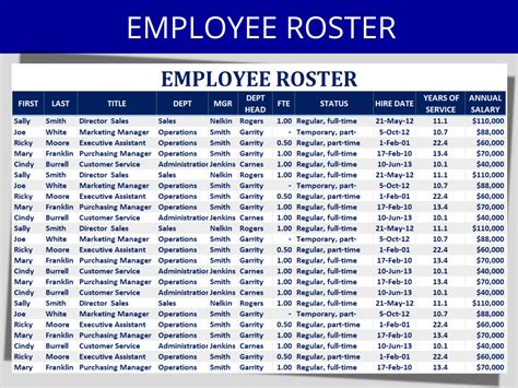 Roster Excel Template