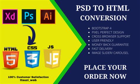 Convert Psd To Html To Htmlpng To Htmlbootstrap4 By Itsuziweb