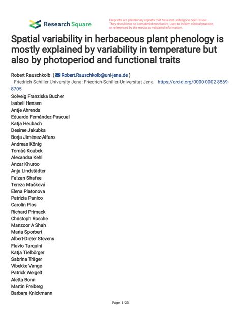 Pdf Spatial Variability In Herbaceous Plant Phenology Is Mostly