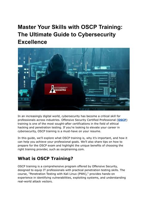 PPT Master Your Skills With OSCP Training The Ultimate Guide To Cybersecurity Excellence