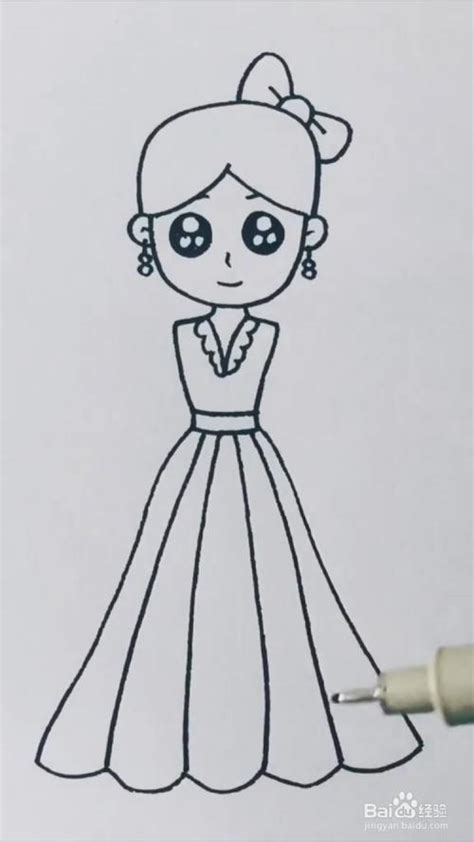 穿裙子的小女孩简笔画怎么画 简笔画图片大全 普车都