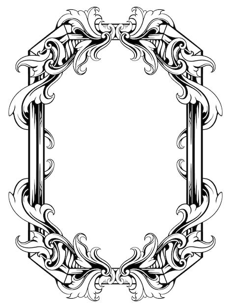 Premium Vector Vector Black And White Engraved Frame Sketch Design