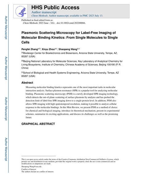 Pdf Plasmonic Scattering Microscopy For Label‐free Imaging Of