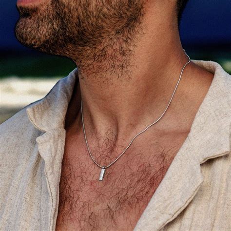 Mens Silver Necklace Classic Mens Pendant Necklace Waterproof