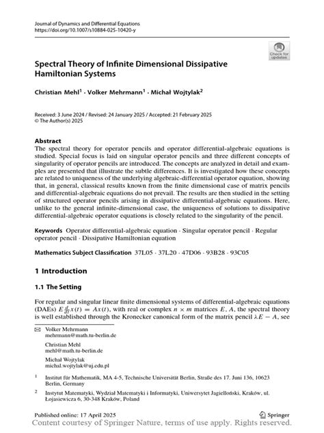 Spectral Theory Of Infinite Dimensional Dissipativ Pdf Operator Mathematics Hilbert Space