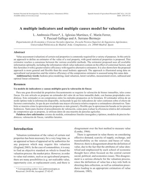 Pdf A Multiple Indicators And Multiple Causes Model For Valuation