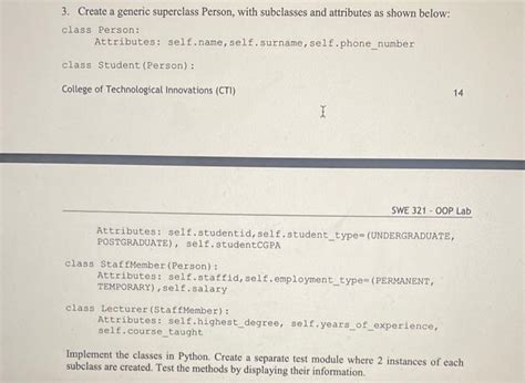 solved 3 create a generic superclass person with