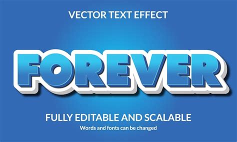 Efecto De Estilo De Texto 3d Editable Para Siempre Vector Premium