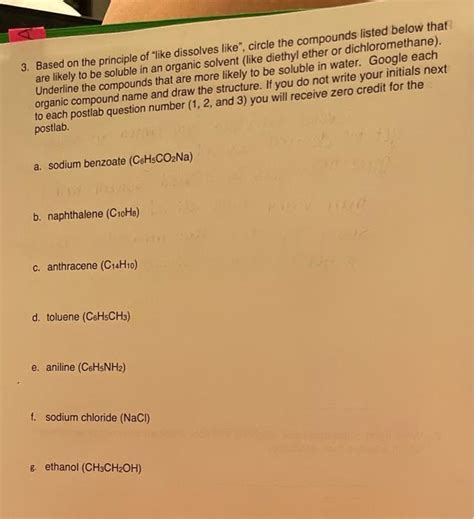 Solved 3 Based On The Principle Of Like Dissolves Like