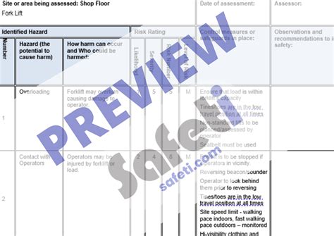 Forklift Risk Assessment Example Instant Download Safeti