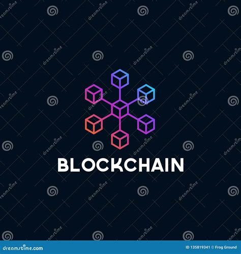 Blockchain Line Icon Logo Concept On Dark Background Cryptocurrency