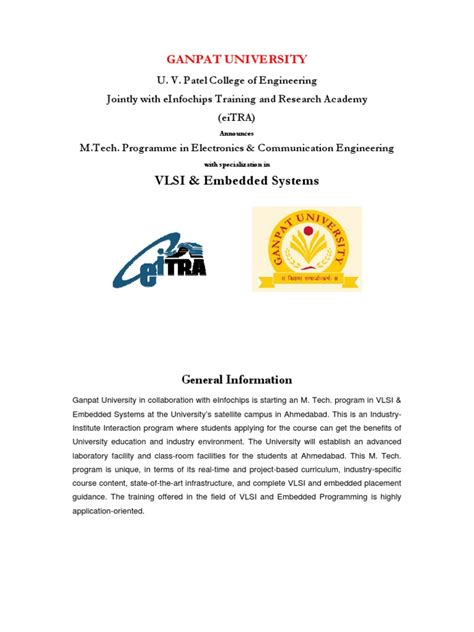 Mtech Vlsi Information Pdf University And College Admission