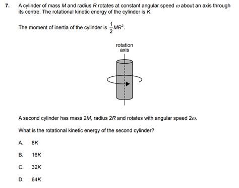 solved a cylinder of mass m ﻿and radius r ﻿rotates at