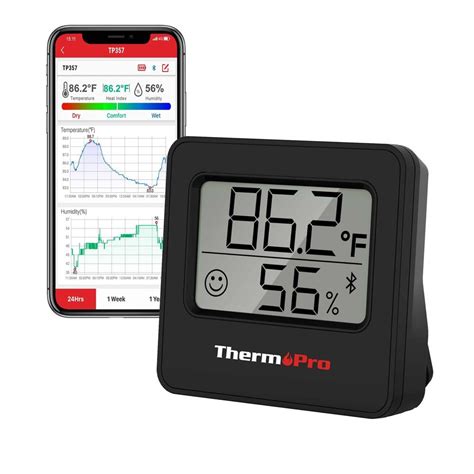 Thermopro Tp357w Smart Digital Indoor Thermometer Humidity Monitor Of 260ft Bluetooth