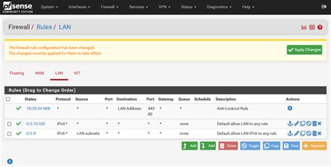 pfsense rules unable to access iot lan networking and firewalls