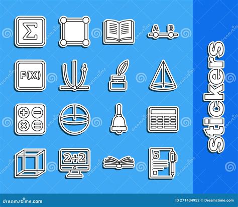 Set Line Open Book Chalkboard Graph Schedule Chart Diagram