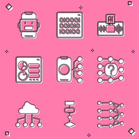 Set Chat Bot Binary Code Artificial Intelligence Ai Computer Api Interface Neural Network