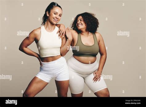 Sports Women Of Different Body Types Stand Side By Side Wearing