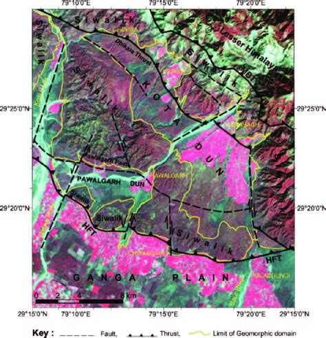 Irs P6 Liss Iii Band 2 3 4 Fcc Imagery Showing Tectonic Features And Download Scientific