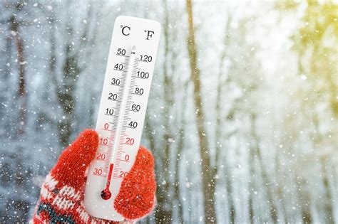 Premium Photo White Celsius And Fahrenheit Scale Thermometer In Hand