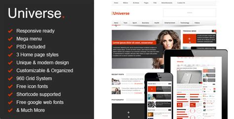 universe responsive html5 magazine news blog by bootpify themeforest