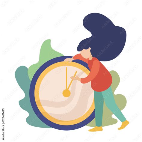 Female Holding Clock Arrows And Managing Work Time Multitasking Skills For Effective Time