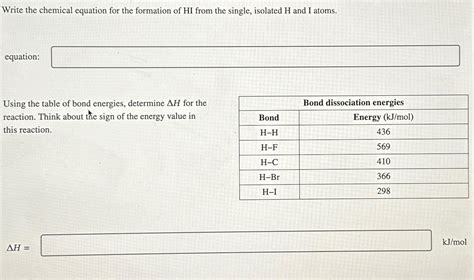 Solved Write The Chemical Equation For The Formation Of Hi