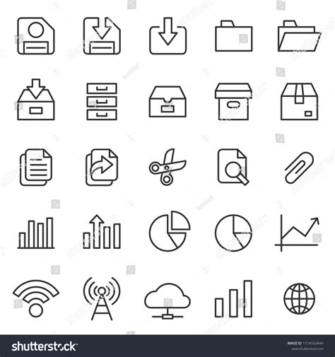 Set Basic Uiux Icons Simple Line Stock Vector Royalty Free 1114163444