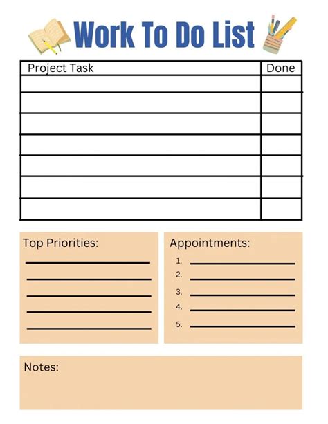 printable to do lists for work